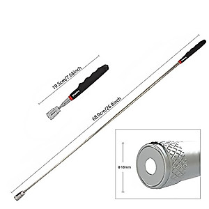 Magnetic Telescoping Pick Up Tool, Preciva Magnetic Picking Tool with LED Flashlight Retriever Wand 19.5 to 68 CM Telescopic Magnet Stick(ONE PACK)