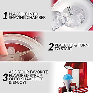 Nostalgia Retro Table-Top Snow Cone Maker, Vintage Shaved Ice Machine Includes 1 Reusable Plastic Cup, Retro Red