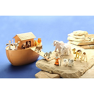 Bible Toys Noah's Ark 17 Piece Playset with Noah, 14 Animals and Floating Ark- Christian Based Faith Children Toys