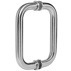 Dynasty Hardware 6" Back to Back Tubular Shower Door Pull for Frameless Shower Doors, Satin Nickel, with Trim Washers