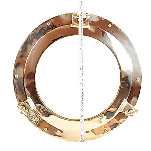Nagina International Authentic Brass Nautical Heavy Duty Porthole Window with Adjustable Flange | Porthole Windows for Doors at Kitchens & Homes | Nautical Home Decor Accent (20 Inches, Brass)