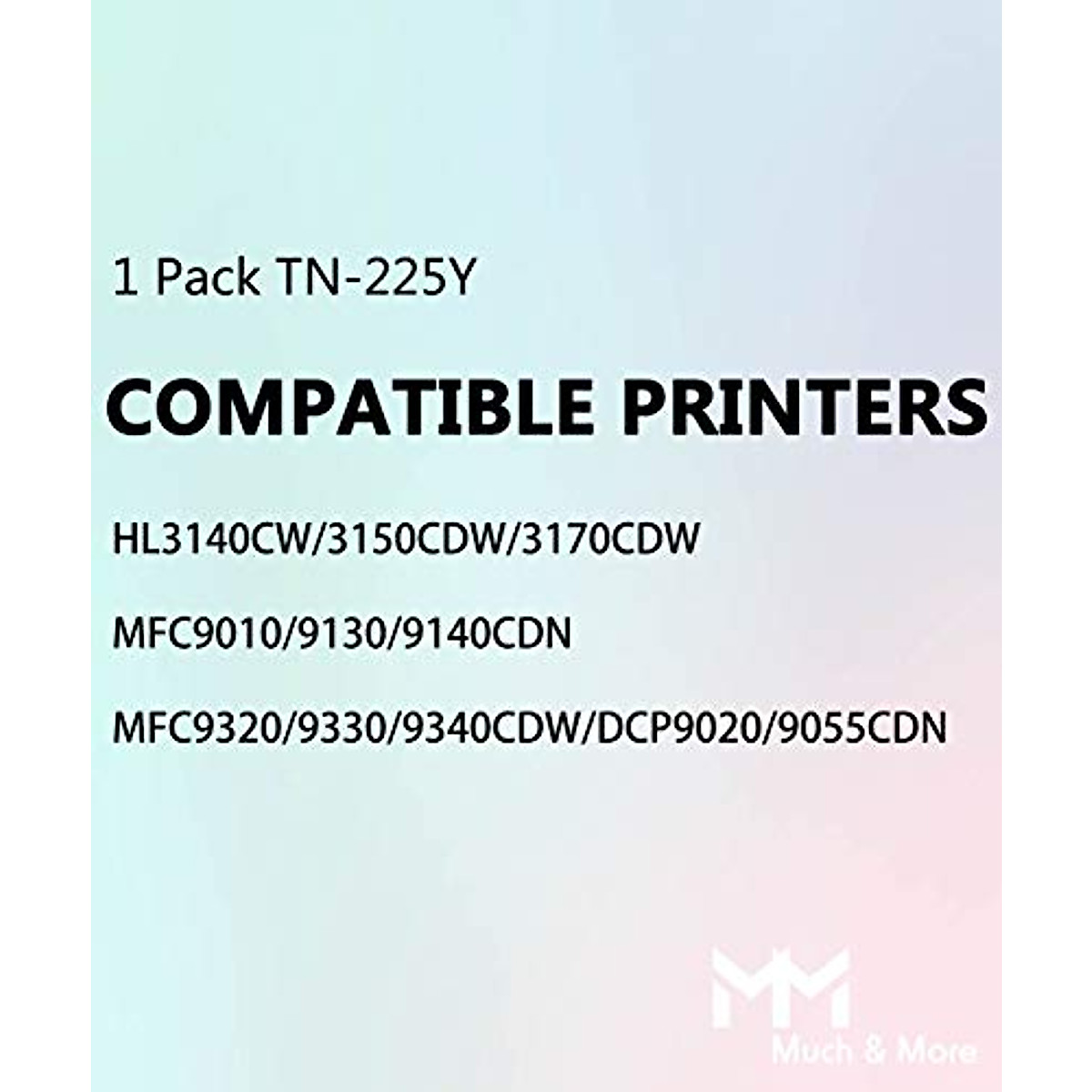 (1-Pack, Yellow) Much&More Compatible Toner Cartridge Replacement for Brother TN-225Y TN-225 TN225 Used for HL-3140CW 3150CDW 3170CDW MFC-9130CW DCP-9022CDW