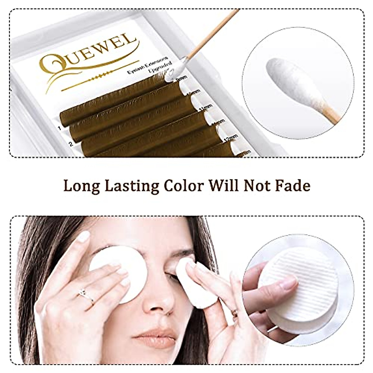 Easy Fan Volume Lashes .07 D Curl Brown Volume Lash Extensions 9-16mm Mixed Lash Tray Color Lashes Extension Self Fanning 2D-10D Volume Eyelash Extensions by QUEWEL (Brown 0.07 D 9-16mm)