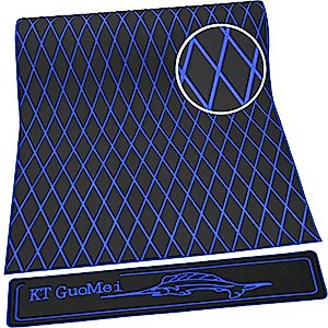 KT GuoMei 94.5"× 37.8" EVA Foam Boat Decking Sheet Faux Teak Decking Self-Adhesive Marine Yacht RV Swimming Pool Boat Flooring Motorboat Non-Skid (Dark Gray and Blue Stripes)