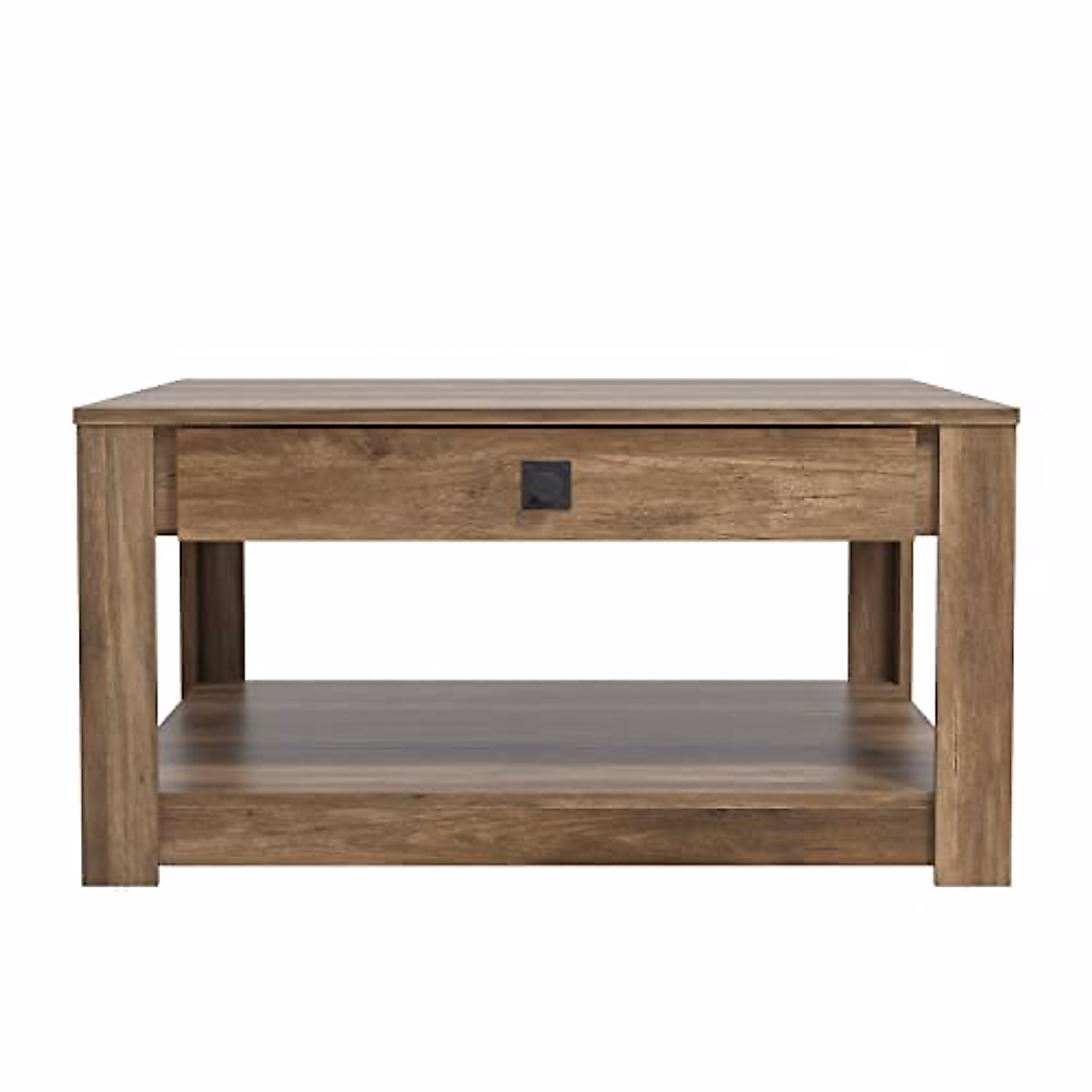 Galano Philia Square Coffee Table - Hidden Compartment and Storage Shelf - Modern Tabletop Dining Table for Living Room - Engineered Wood - Easy Assembly - Knotty Oak