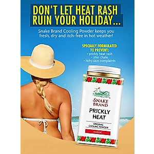 Snake Brand Prickly Heat Cooling Powder for Everyday Use - Anti-Chafing, Heat Rash Relief, Absorbs Sweat, Classic Original Scent (4.9 Oz / 140g)