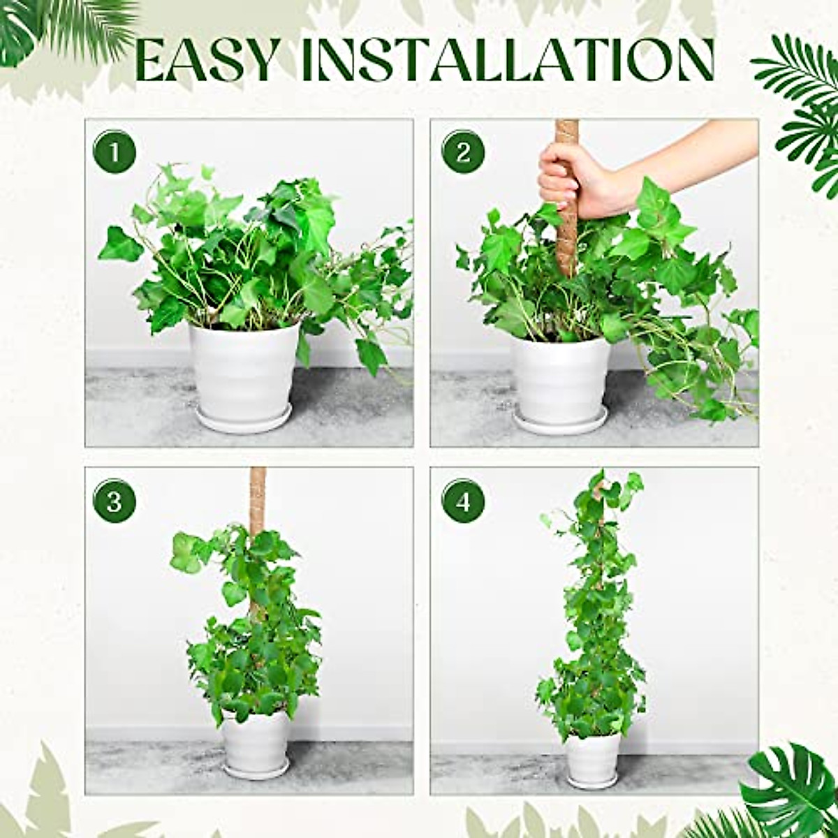 Byjogger Moss Pole, Moss Pole for Plants Monstera, 45'' Moss Poles for Climbing Plants, Monstera Moss Pole, Plant Support for Indoor Plants, Bendable Moss Pole for Plants Growth(1 Pcs)