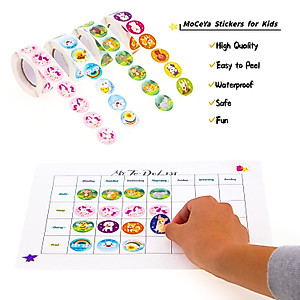 Kids Stickers Inspirational Stickers Rolls- 2000 Pcs MoCeYa Stickers for Kids Motivational Stickers for Toddler Weather Unicorn Pony Animal Dog 1" Diameter with Box