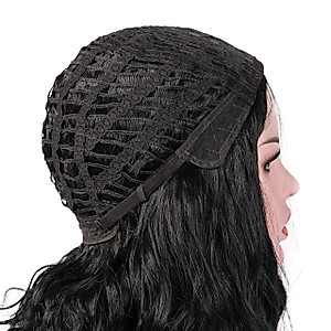 Rosa Star Short Wavy Black Wig, Short Black Bob Wigs for Women, Wavy Bob Wig Synthetic Natural Looking Heat Resistant Fiber Wigs