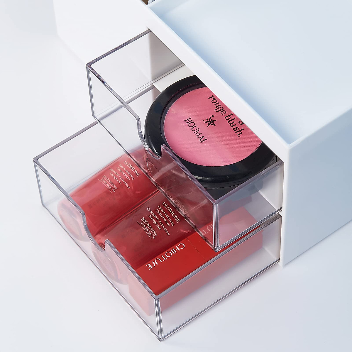 Office Desk Organizer with drawer, Office Supplies and Desk Accessories, Business Card/Pen/Pencil/Mobile Phone/Stationery Holder Storage Box (White)