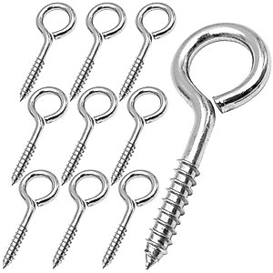 YGAOHF 2.5 Inches Eye Screws for Wood, 10 Pcs Stainless Steel Heavy Duty Eye Bolts Screw in, Silver Eye Hooks Screw, Eye Bolts for Secure Cable Wires, Safe for Indoor and Outdoor Use