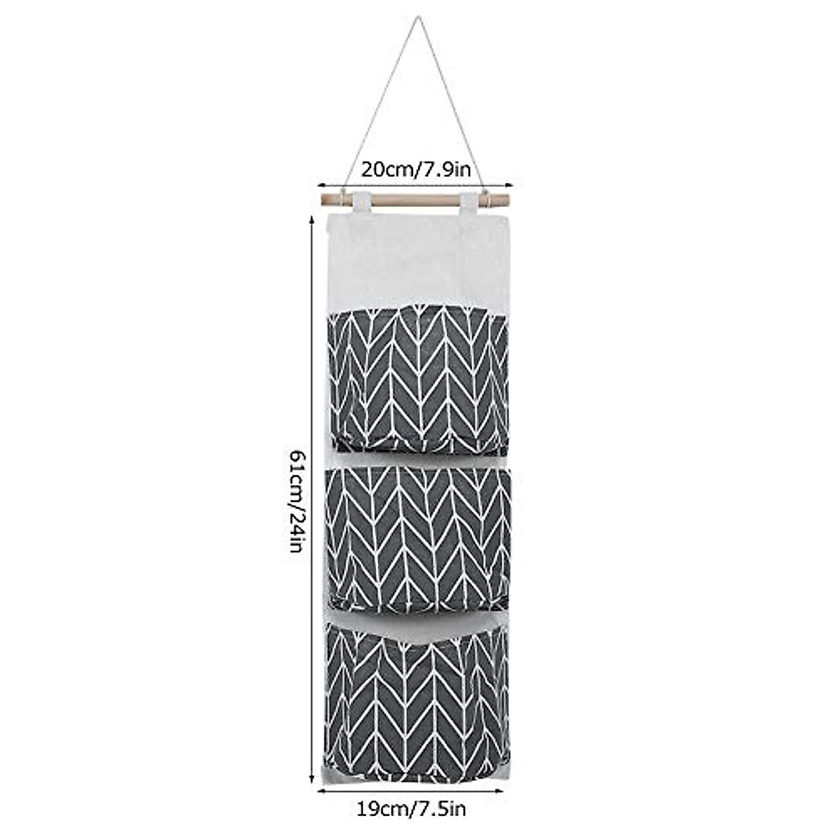 2PCS Wall Closet Hanging Storage Bag Wardrobe Organizer Toys Container Pocket Pouch Decor Hanging Storage Pouches for Bedroom Bathroom(Grey)