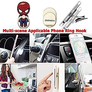 ZOSTLAND 3PCS Super Hero Phone Ring,Universal 360°Adjustable Phone Case Finger Grip Stand Holder Desk Stent Mount Hook Compatible with iPhone 13 12 11 XS MAX X Plus iPad (Iron Captain Spider)