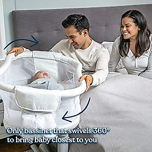 Halo BassiNest Swivel Sleeper, Baby Bassinet, Soothing Center with Nightlight, Vibration and Sound, Premiere Series, Pebble