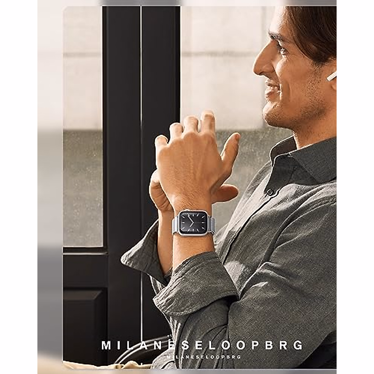 Original Stainless Steel Milanese Loop Compatible with Apple Watch Band 38mm 40mm 41mm 42mm 44mm 45mm 49mm, Magnetic Clasp Replacement Band for iwatch Series Ultra SE 8 7 6 5 4 3 2 1, Women & Men Watch Strap for iWatch (Starlight, 41mm/40mm/38mm)