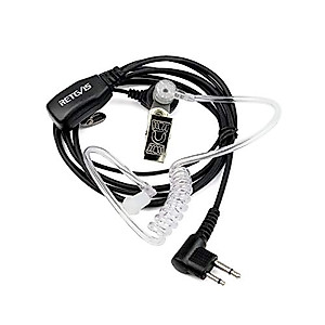 Retevis Two Way Radio Earpiece with Mic 2 Pin, Compatible with Motorola CP100D CP185 CP200 CP200D GP300 GP2000 Mag ONE BRP40 A8 HYT TC610 Two Way Radio, Acoustic Tube Walkie Talkie Earpiece(1 Pack)