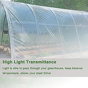 Yowlieu 12' x 25' Clear Greenhouse Plastic Sheeting, 6 Mil UV Resistant Polyethylene Greenhouse Film Hoop Green House Plastic Cover for Farms, Agriculture, Garden