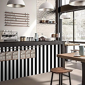 Amiya Wallpaper Peel and Stick Black and White Striped Wallpaper Stick Wallpaper Geometric Wallpaper Peel and Stick Easy to Clean DIY Home Decoration 17.3'' x 120'' Roll Contemporary Design