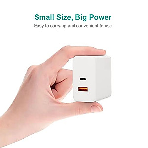 Konnek Stein USB C Charger,65W Type C Fasting Charger Adapter,Foldable Plug Dual Port Compatible with iPhone,Pixel,Galaxy S20 S10 S9,iPad Mini/Pro Fast,White,TF2003