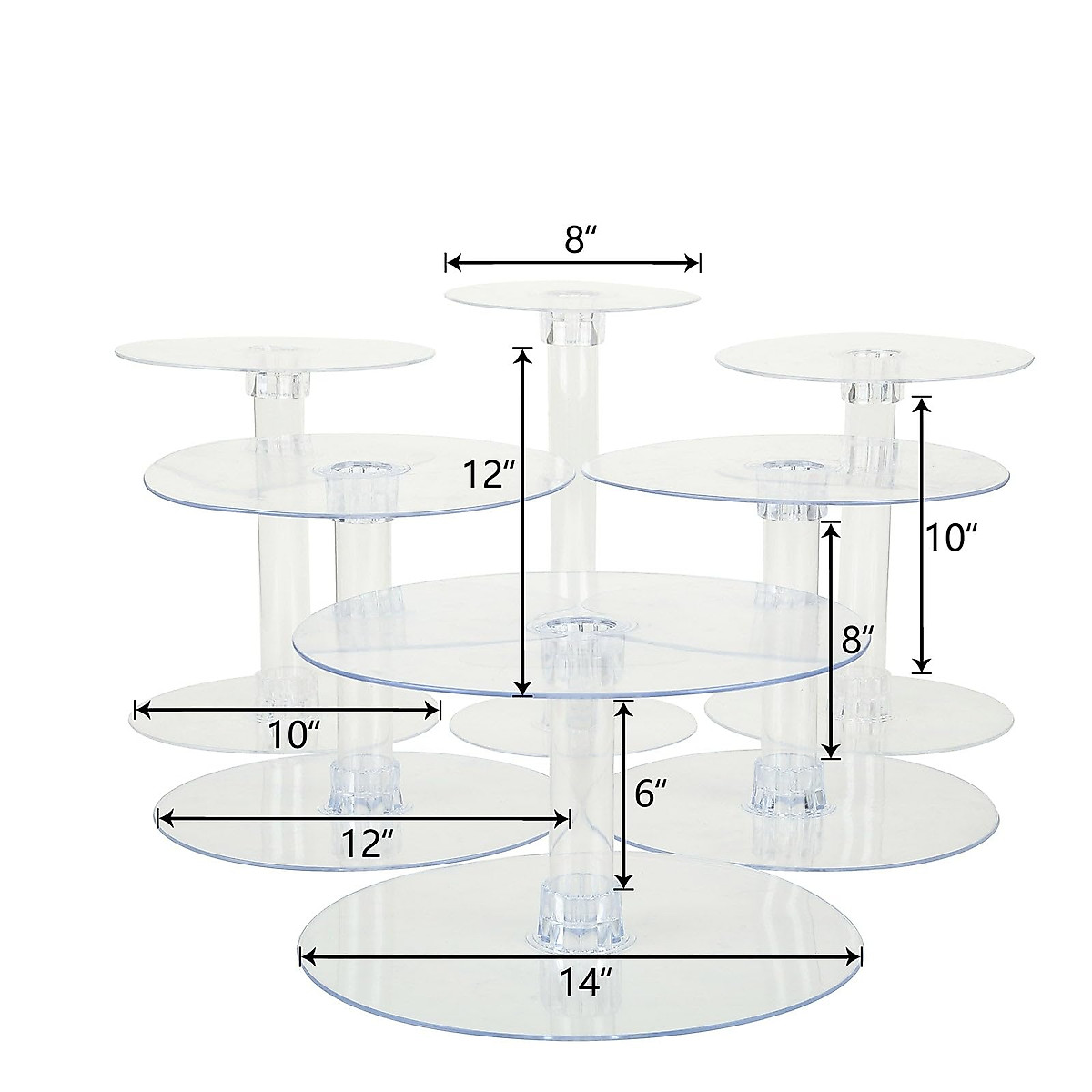 Efavormart Lovely 6 Tier Heavy Duty Acrylic Crystal Glass Clear Cake Dessert Decorating Stand for Birthday Party Wedding