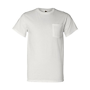 Fruit of the Loom 5 oz. 100% Heavy Cotton HD Pocket T-Shirt (3931P) White, XL