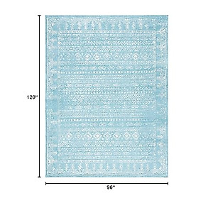 SAFAVIEH Tulum Collection Area Rug - 8' x 10', Aqua & Ivory, Moroccan Boho Distressed Design, Non-Shedding & Easy Care, Ideal for High Traffic Areas in Living Room, Bedroom (TUL271K)