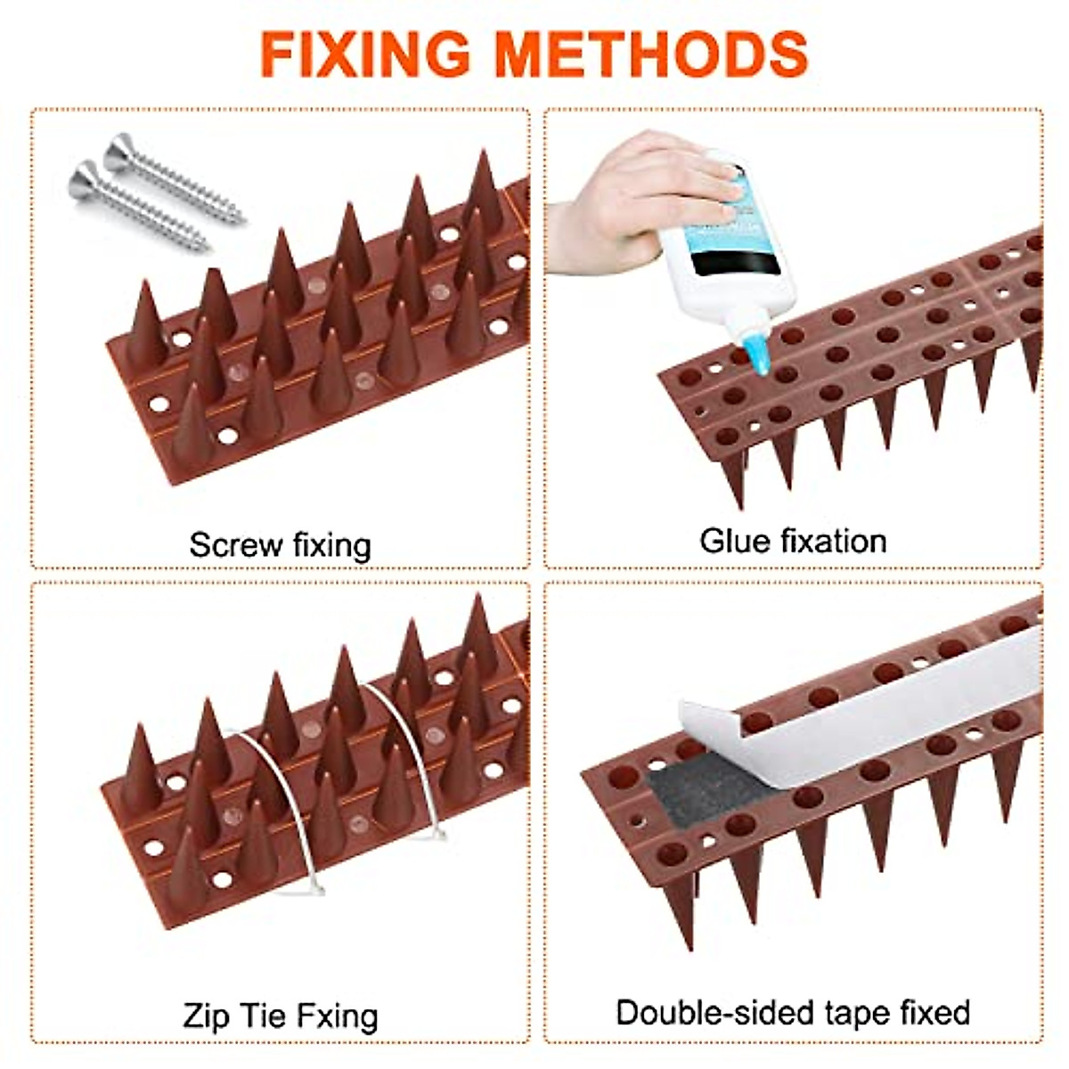 MECCANIXITY Bird Spikes 13 Inch Plastic Deterrent Spikes for Anti Cat Pigeon for Outdoor Keep Bird Away (Cream, Pack of 12)