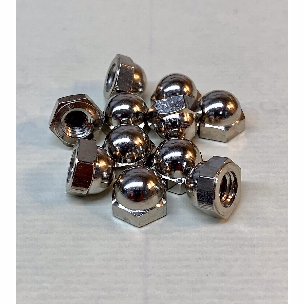 (25) 1/4"-20 Solid Brass Nickel Plated Cap Acorn Nuts Bright Chrome Color 7/16"