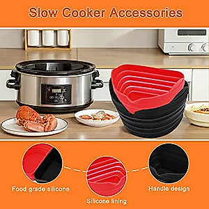 KSUYICA Crock Pot Divider Insert Silicone, Slow Cooker Dividers Silicone Liners Fit 6-8 Qt Crockpots, Reusable BPA Free Leakproof crock pot liner Accessories Cooking Liner for Most Slow Cooker