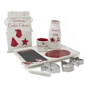Child to Cherish Santa's Message Christmas Plate Set with Cookie Cutters, Santa plate, Santa milk jar, and Reindeer Treat Bowl