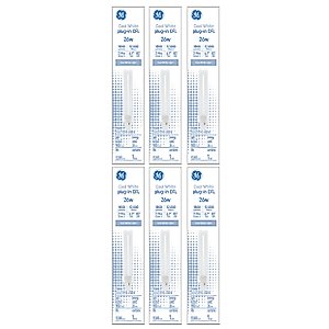 GE (6 Bulbs) Bright Cool White 26 watt Plug-in CFL G24d-3 Base, 6.7 inch, F26DX, 4100K Cool White Compact Fluorescent CFL Light Bulb