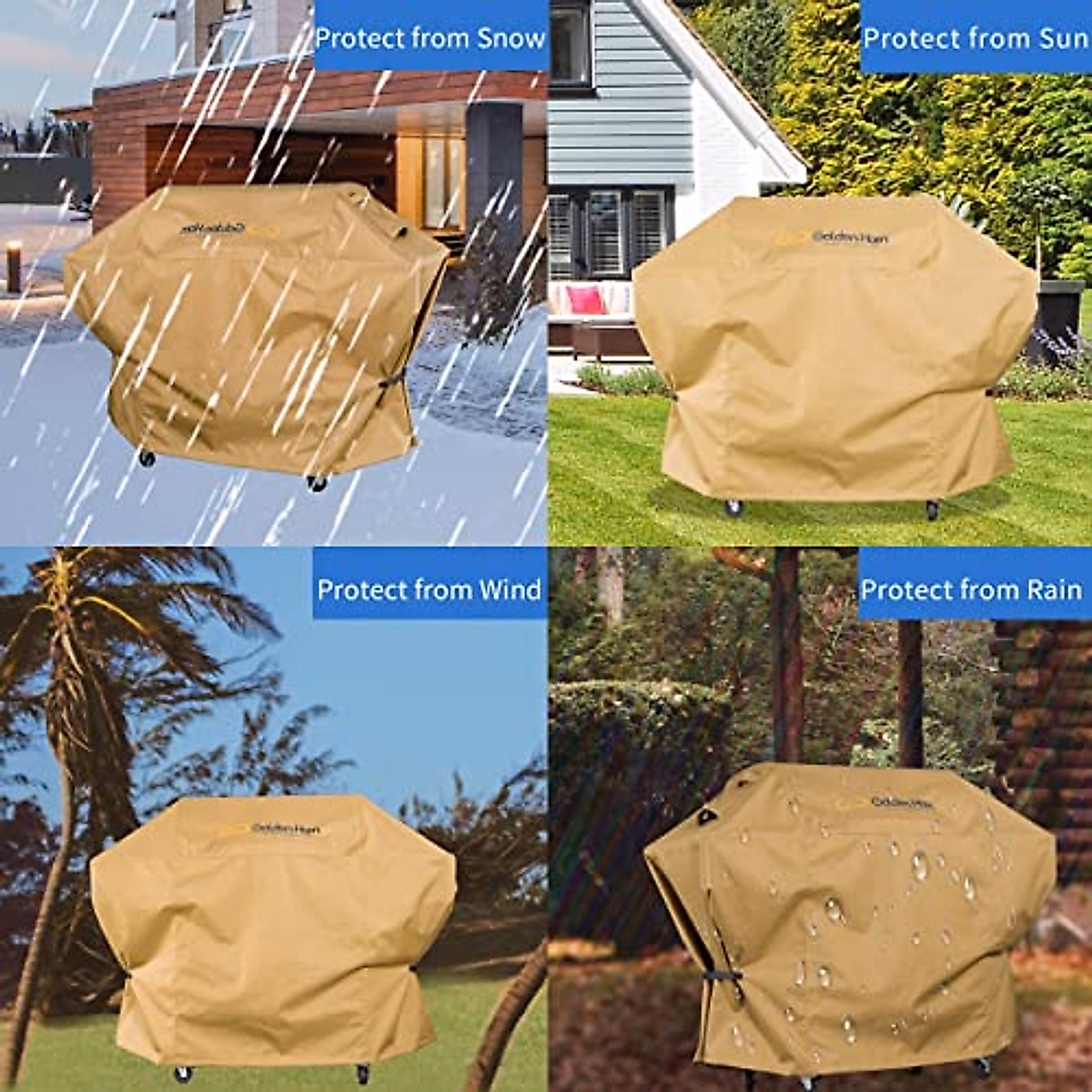 Outdoor Patio Furniture Grill Cover 58 Inch, 58" Wx24 Dx48 H, Golden Horn