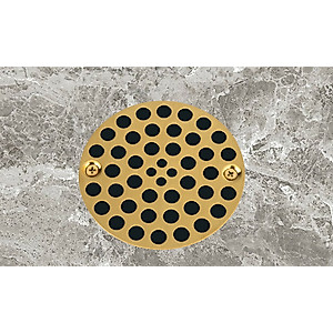 Artiwell 4’’ Shower Strainer Drain Trim Set, Solid Brass Screw-in Shower Strainer Drain Cover, Replacement Strainer Grid by Artiwell, Machine & Self-Tapping Screws Included (Brushed Gold)