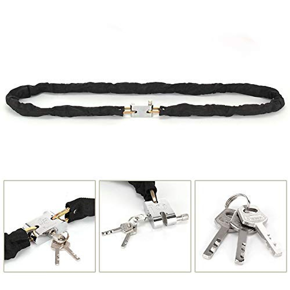 MASO Bike Chain Lock Heavy Duty Padlock Anti-Theft Security Lock with 3 keys for Bicycle Motorcycle Mountain Road Cycling (Length 60 cm)