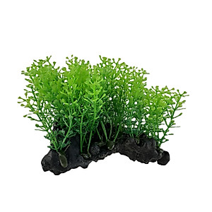 Gingerbread Pet Supply Aquatic Plastic Plant with Large Rock Base