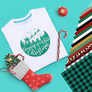 HTVRONT Heat Transfer Vinyl - 16 Sheets Buffalo Plaid HTV Iron on Vinyl for T Shirts and Glitter HTV Vinyl 12" × 10", 11 Colors HTV Vinyl Sheets