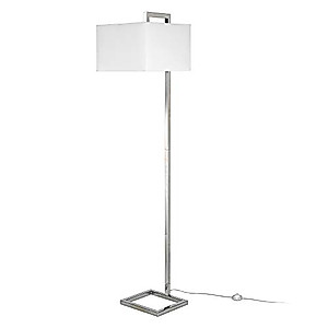 Grayson 68" Tall Floor Lamp with Fabric Shade in Polished Nickel/White