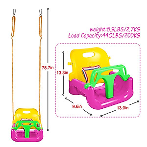 IFOYO Kids Swing Seat, 3 in 1 Toddler Swing Chair Secure Swing Seat Detachable Swing Seat High Back Swing Set for Playground Indoor Outdoor (Pink)