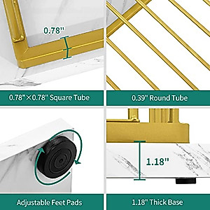 YITAHOME Gold Console Table, Modern Entryway Table with Gold Base, 40 inch Entryway Narrow Sofa Table for Entrance, Living Room, Hallway, Entryway, Faux Marble White