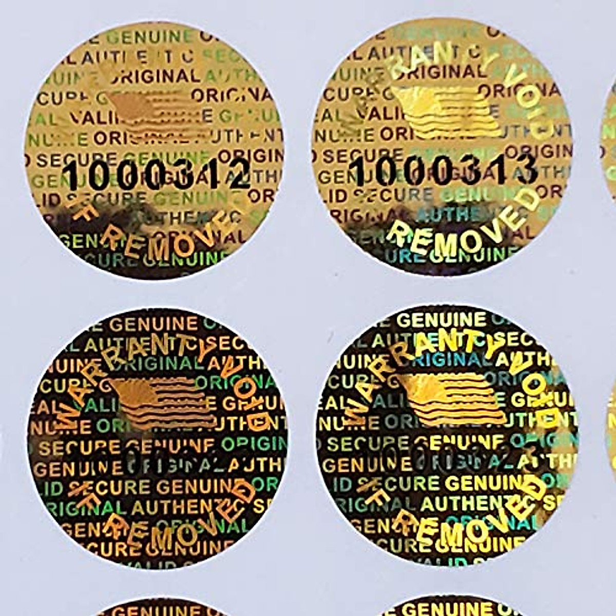 Golden Color 14 MM (0.53 inch) Round with Serial Number Hologram Labels Tamper Evident Stickers Security Void Seals Labels - Dealimax Brand (500)