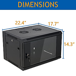 6U Wall Mount Server Cabinet Network Rack Enclosure Locking Glass Door by Tedgetal