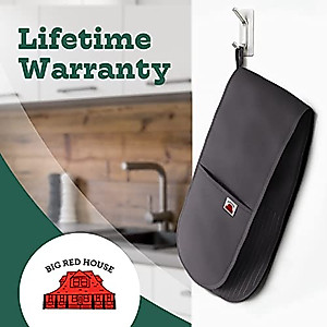 Big Red House Double Oven Mitt with The Heat Resistance of Silicone and Flexibility of Cotton, Recycled Cotton Infill, Terrycloth Lining, 480 F Heat Resistant, Gray