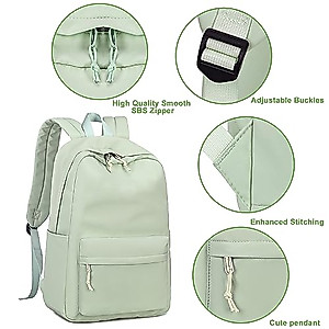 School Backpack for Teen Girls Bookbags Elementary High School Corduroy Laptop Bags Women Travel Daypacks (Solid Green)