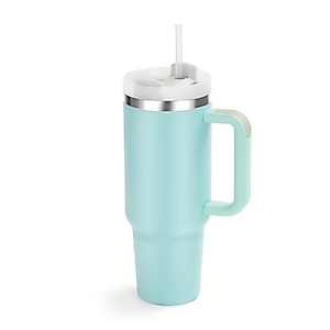 JOZELNK 40oz Tumbler with Handle, Insulated Big Mug wtih Straw and Lid, Stainless Steel Double Wall Vacuum Iced Coffee Cup (Eucalyptus)