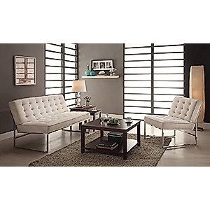 OSP Home Furnishings Anthony Armless Loveseat, White Faux Leather with Chrome Base