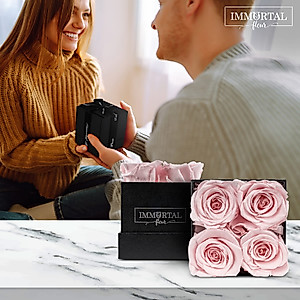 Immortal Fleur Preserved Roses In A Box, Preserved Flowers, Forever Roses Box, Mom Birthday Gifts, Flowers for Delivery Prime Birthday, Valentines Day Flowers for Wife, Pink 4