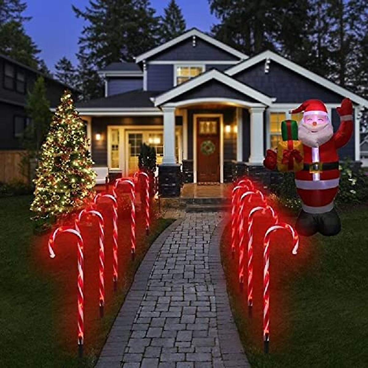 Christmas Candy Cane Lights,Solar Lamp Garden Light， Christmas Decor Lawn Candy Cane Lights， Solar Powered Garden Lights， Home Led for Outdoor Garden Lighting