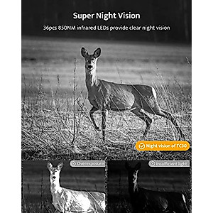 usogood Trail Camera 36MP 4K 30fps Game Camera with Night Vision Motion Activated IP66 Waterproof, 65ft 120° Wide Angle Detection Hunting Camera, for Outdoor Garden Backyard Wildlife Monitoring