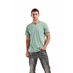 KLIEGOU Men's V Neck T Shirts - Casual Stylish Fitted Tees for Men Light Green-Grey XXXL