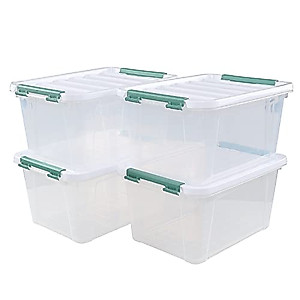 Ponpong 20 Quart Clear Plastic Storage Tote, Plastic Storage Boxes with Lids, Pack of 4